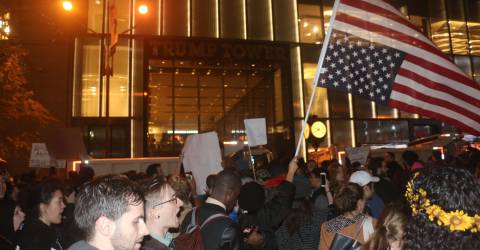 Thousands protest Trump’s triumph
